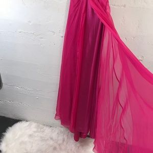 Riva Designs | Dresses | Riva Designs Fuscia Pink Beaded Chiffon Prom ...